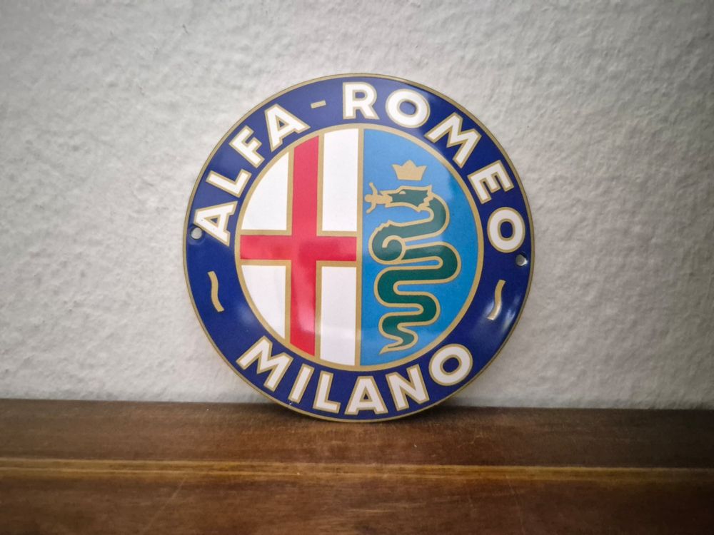 Emailschild Alfa Romeo Italy Logo Werkstatt Emaille Schild (Neu (gemäss ...