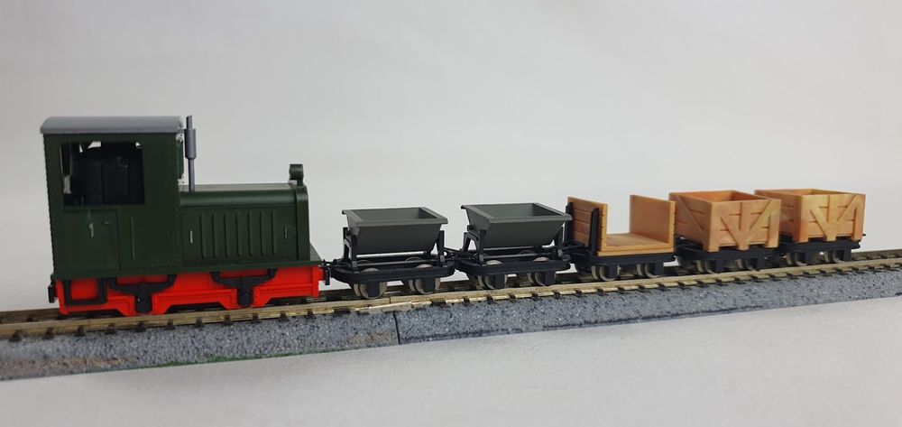 Egger-Bahn Feldbahn Diesellok, 5 Loren , H0e/H0 Schmalspur (Gebraucht ...