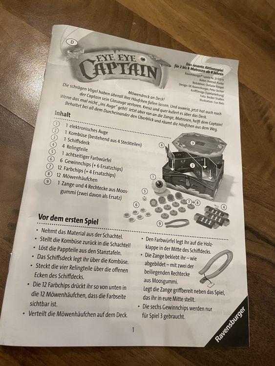 Eye Eye Captain von Ravensburger (Gebraucht) in Goldswil für CHF 12 ...