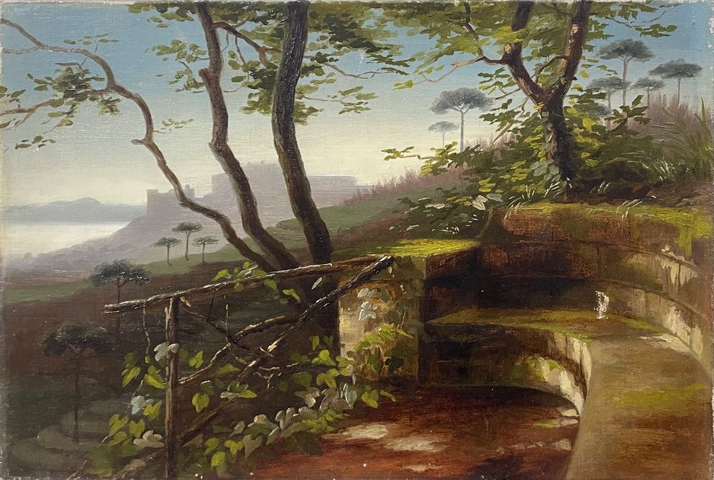 Antikes Wald Szene Gemälde mit faszinierender Aussicht | Kaufen auf Ricardo