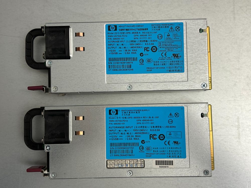 2Stk Power Supply 460Watt, SP: 511777-001 / PN: 499250-001 (Gebraucht ...