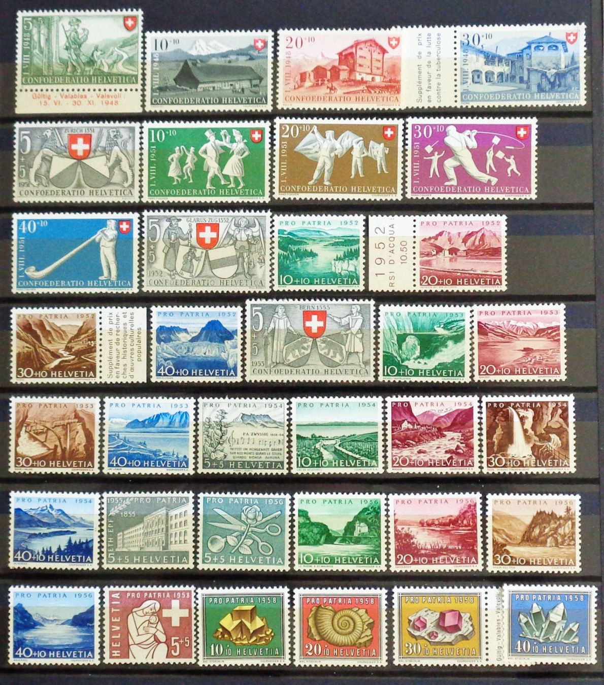 PRO PATRIA: Postfrische Marken ** aus 1948–1958 (Neu (gemäss ...