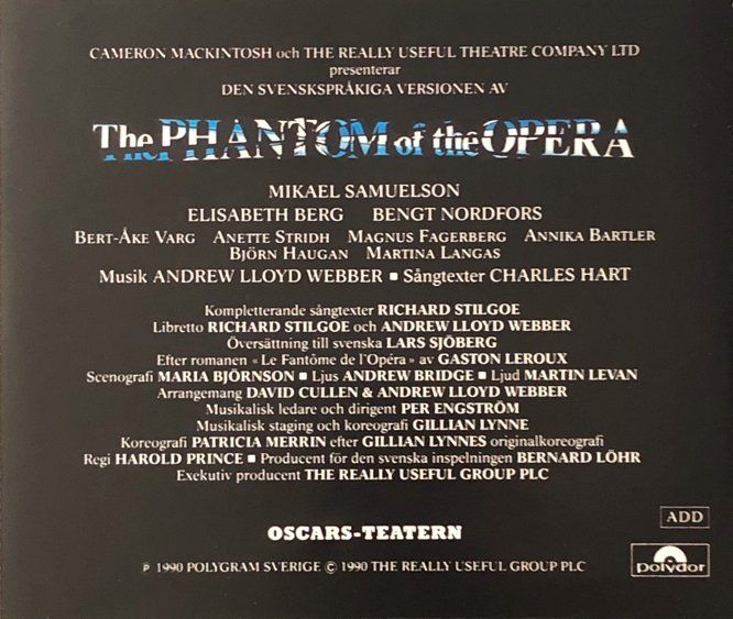 Andrew Lloyd Webber – The Phantom of the Opera (Schweden) (Gebraucht ...
