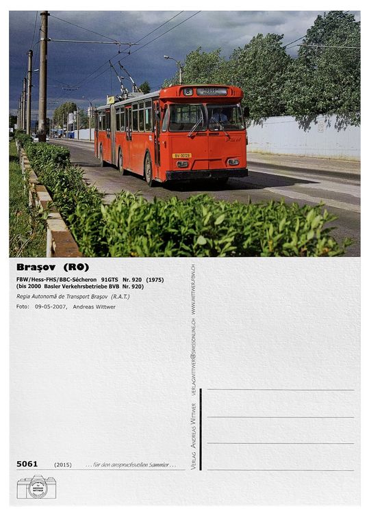Basel BVB Braşov R.A.T. România Trolleybus FBW FHS 91GTS (Neu (gemäss ...