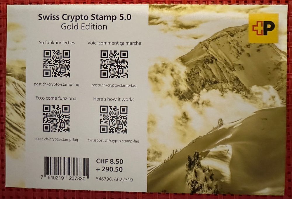Swiss Crypto Stamp 5.0 Gold Edition Couvert / Umschlag (Neu (gemäss Beschreibung)) in Comano für ...