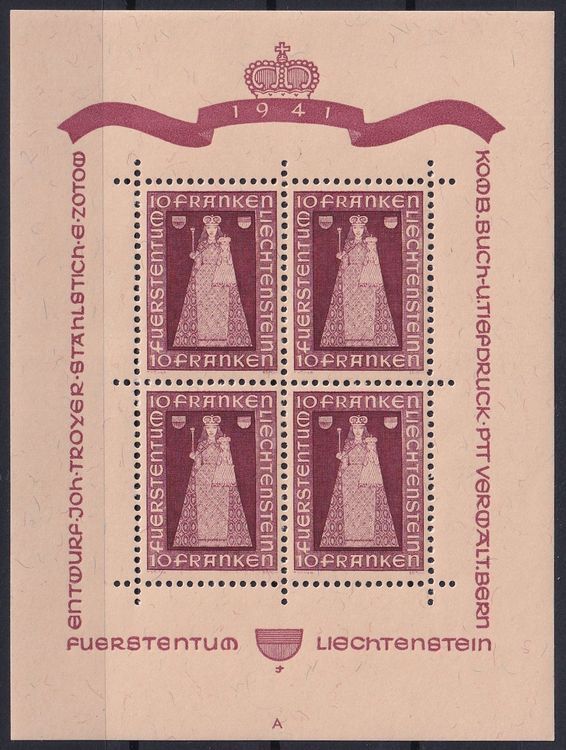 FL 1941 Mi. Nr. 197 Kleinbogen postfrisch ** - Kat. 600.- | Kaufen auf Ricardo