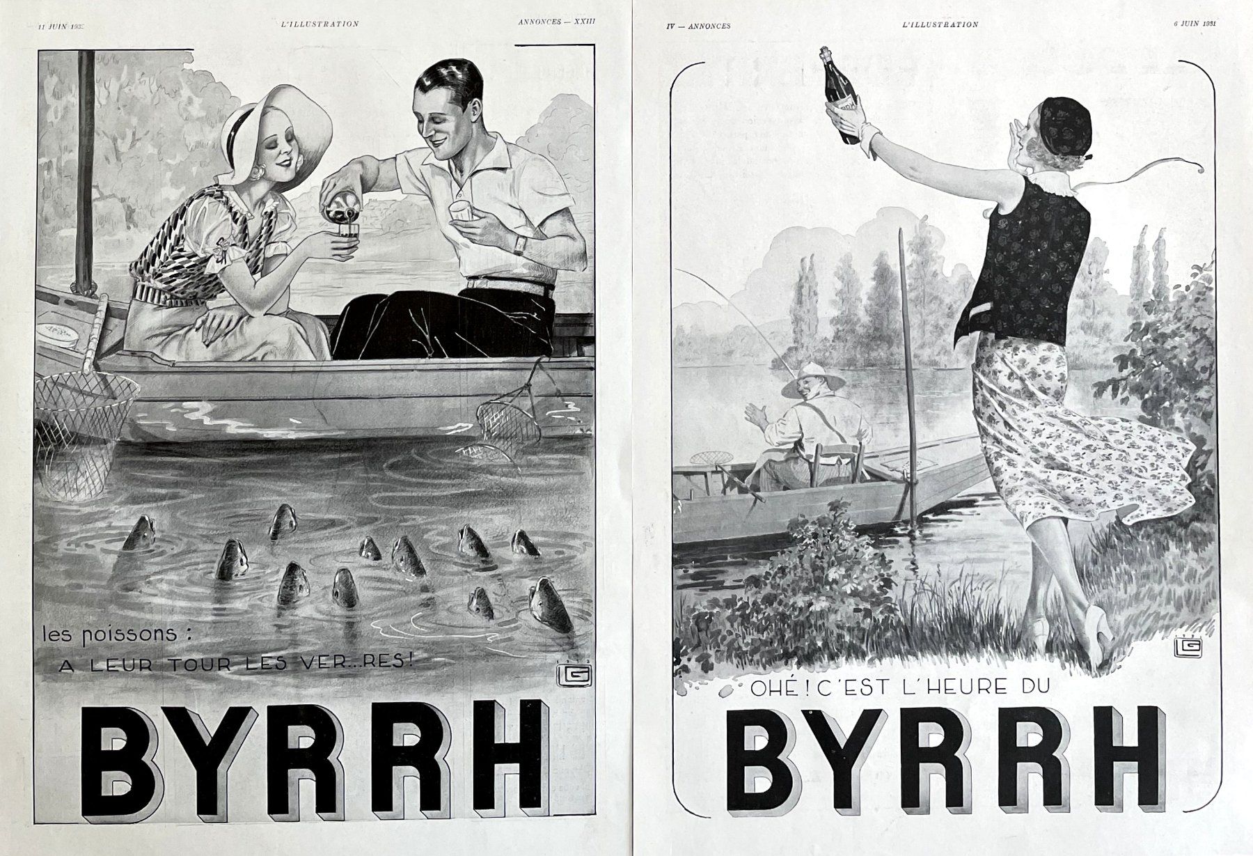 Byrrh Apéritif - 4 alte Werbungen / Anciennes réclames 1931 (Gebraucht ...