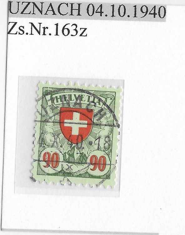Vollstempel UZNACH auf Nr.163z (Gebraucht) in Hefenhofen für CHF 5 ...