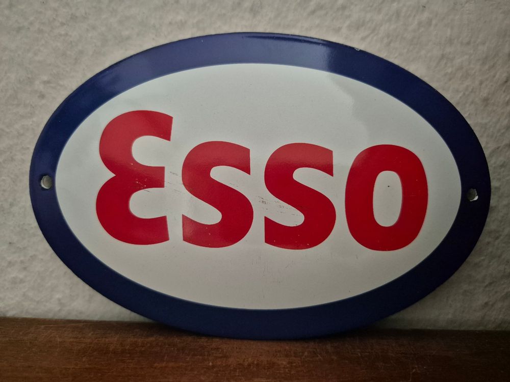 Emailschild Esso Tankstelle Tanksäule Garage Emaille Schild (Neu ...