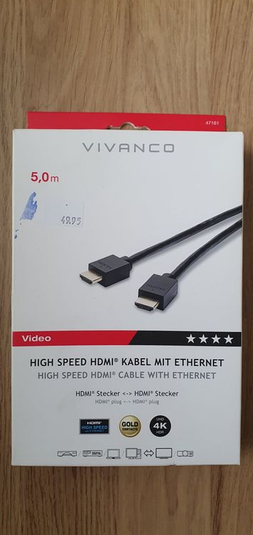 Vivanco High Speed HDMI® Kabel mit Ethernet 5 Meter (Neu und ...