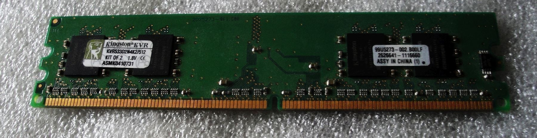 Kingston KVR533D2N4K2/512 PC2-4200 533Mhz DDR2 Ram Memory (Gebraucht ...