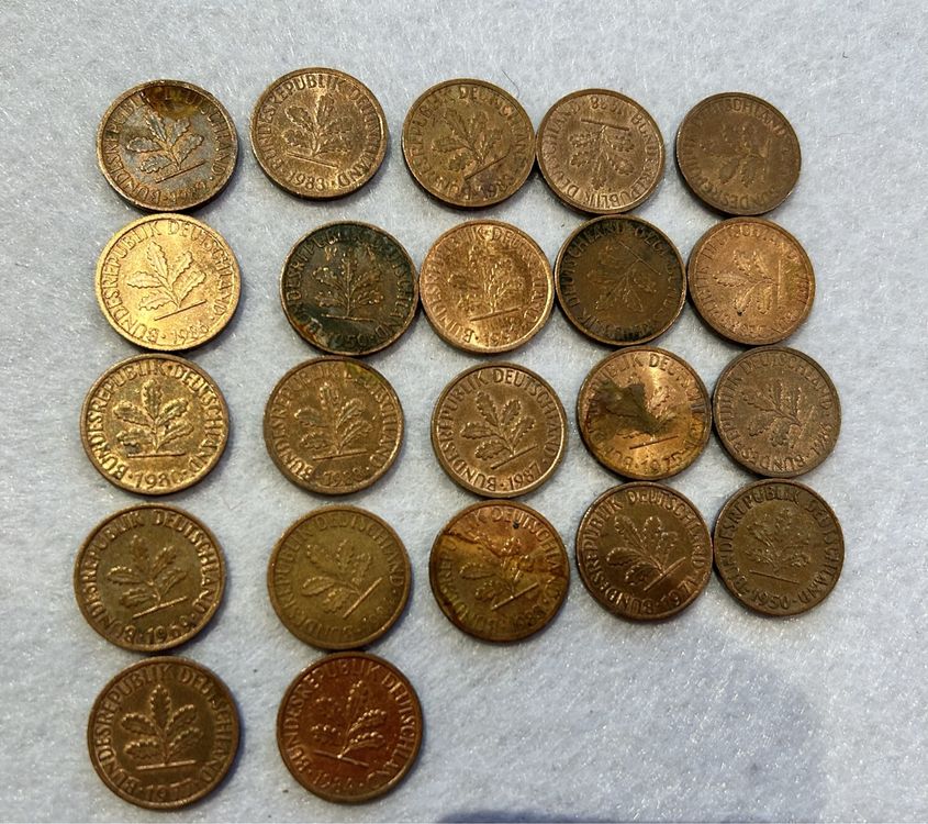 22 Stk. Münzen 1 Pfennig - Bundesrepublik Deutschland (Gebraucht) in ...