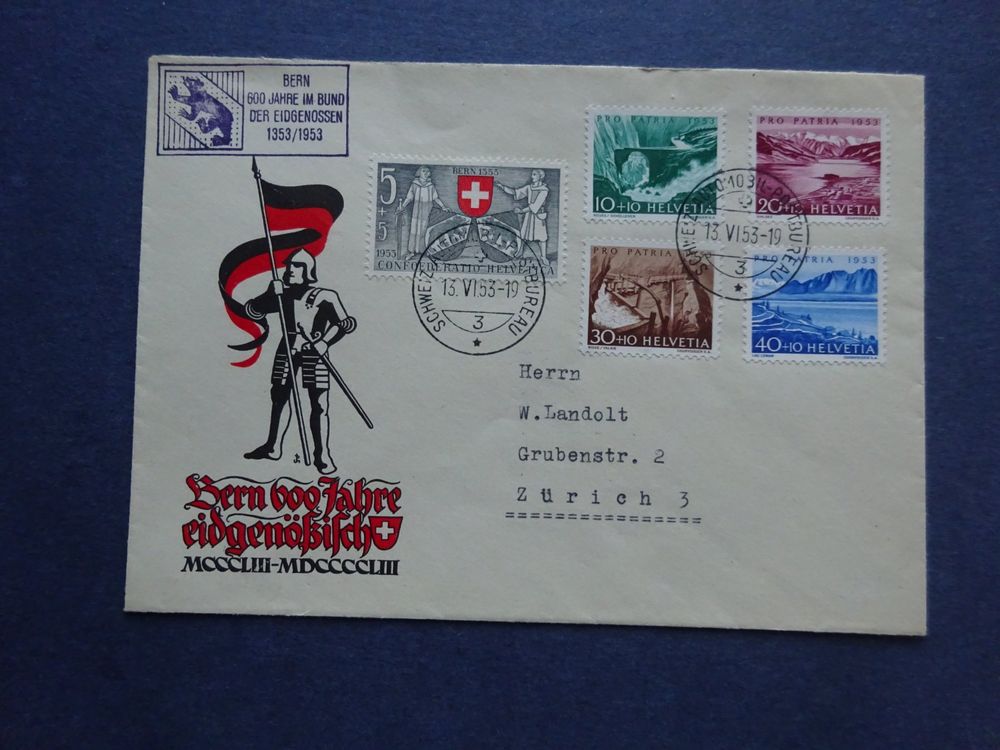 1953 Pro Patria Satzbrief mit seltener Illustration | Kaufen auf Ricardo