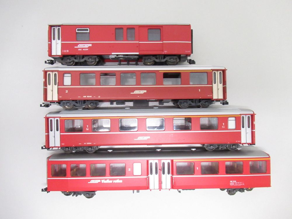 Bemo 3x Personenwagen + Packwagen RhB Ohne OVP DC GS H0m | Kaufen auf Ricardo