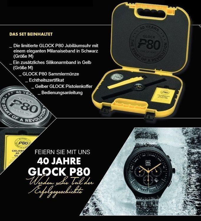 GLOCK Uhr Chronograph 40 Jahre GLOCK P80 (Neu und originalverpackt) in ...