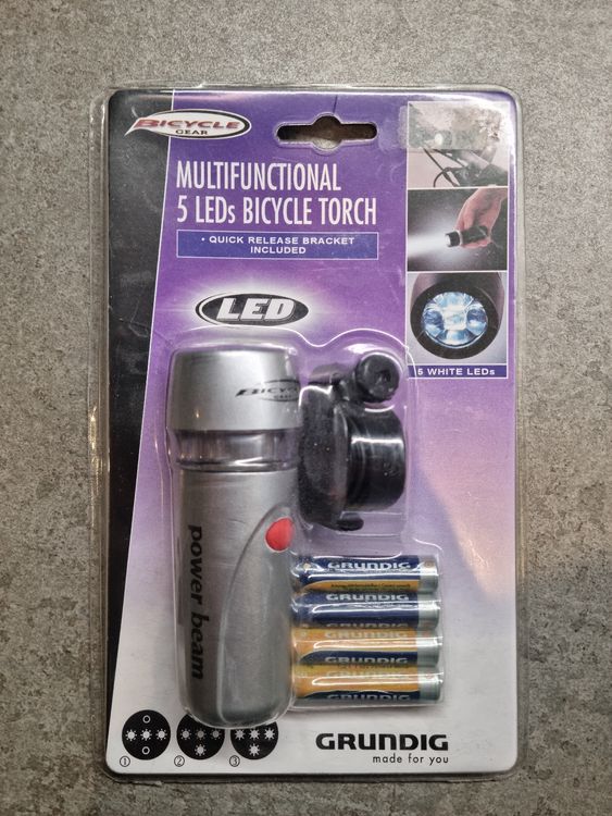 New 5 LED Bicycle Torch with Bracket, Batteries! (Neu und ...