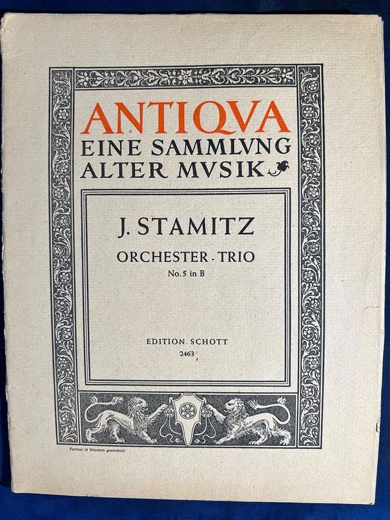 Noten Antik - J.Stamitz Orchester - Trio No.5 in B | Kaufen auf Ricardo