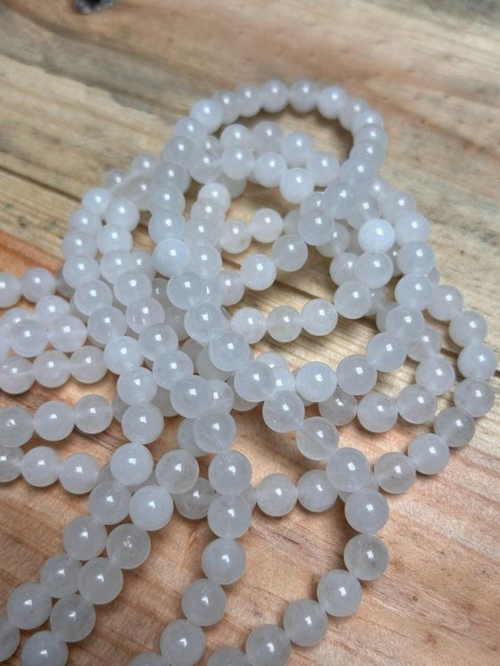 Strang echte white Jade Kugeln / stone beads 8mm | Kaufen auf Ricardo
