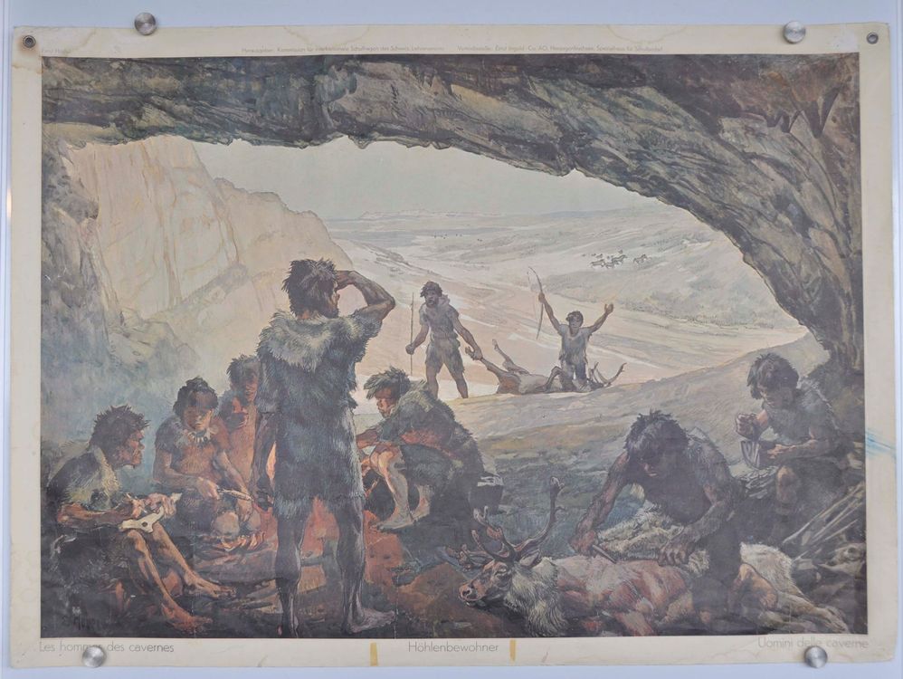 Vintage Schulwandbild 30 Höhlenbewohner Ernst Hodel 1941 (Gebraucht) in Härkingen für CHF 15 ...