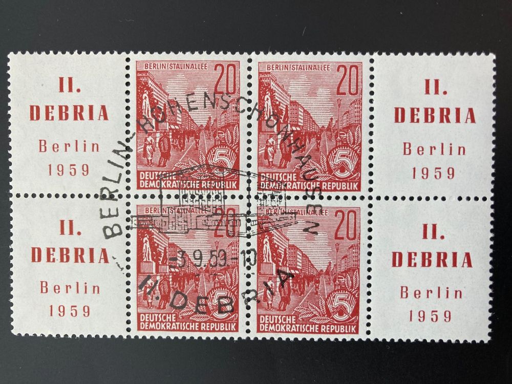 DDR 1959 4er-Block DEBRIA Berlin 1959 TAB Sonderstempel (Gebraucht) in Liestal für CHF 2.5 – mit ...