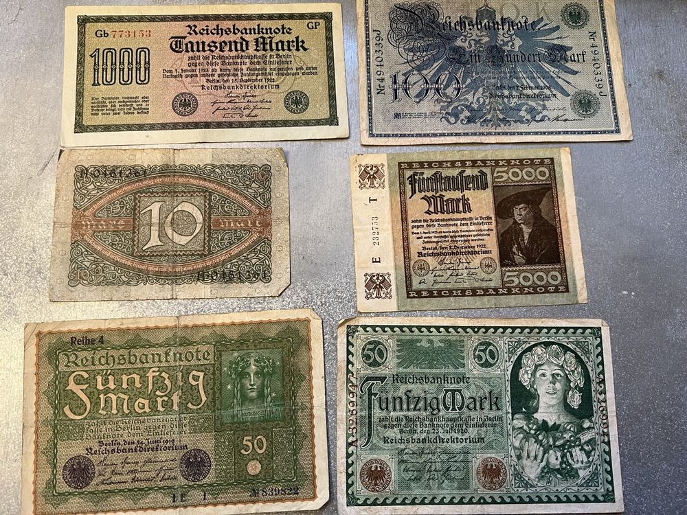 8 Banknoten Reichsbank Deutschland (Gebraucht) in Lüchingen für CHF 5 ...