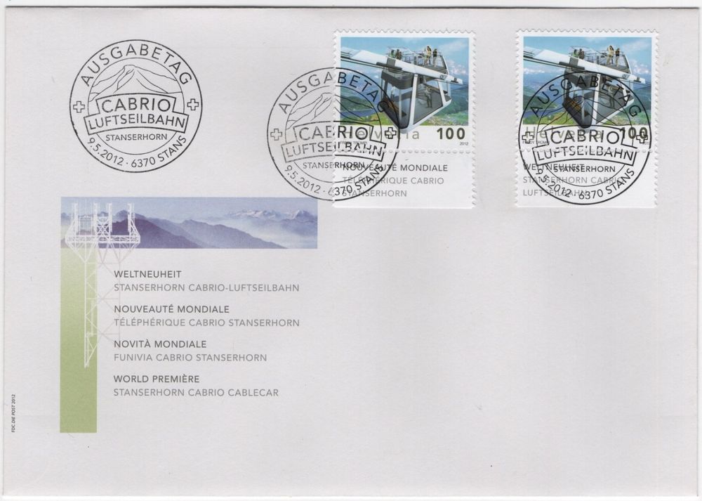 Cabrio Luftseilbahn Marken mit TAB's auf illustriertem FDC (Gebraucht ...