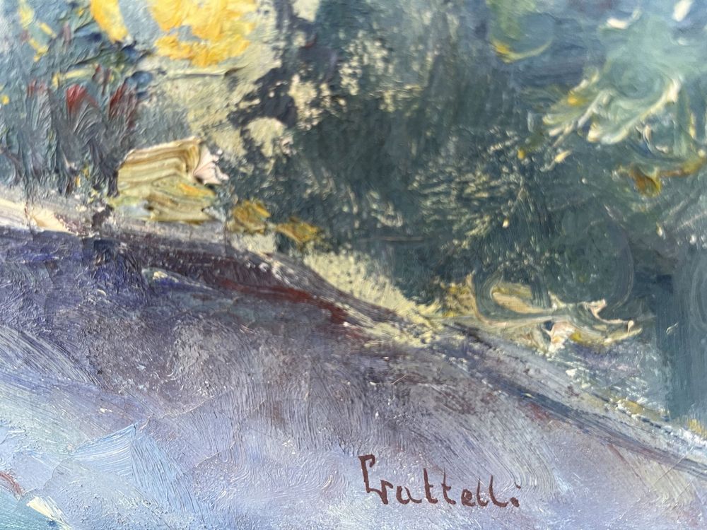 Gattelli sign. Ölgemälde a. Lwd. Bild 60 x 78 Berglandschaft (Gebraucht ...