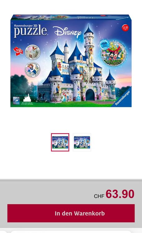 Ravensburger 3D Puzzle Disney Schloss Original verpackt (Neu und originalverpackt) in Dietlikon ...
