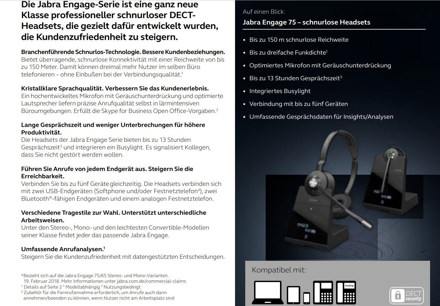 Jabra Engage 75 Stereo Teams Headset Kopfhörerset Mikrofon (Gebraucht ...