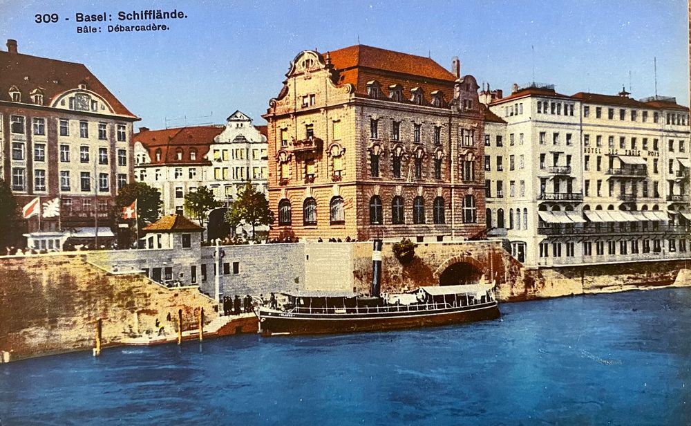 1935 - Alte AK Basel - Schifflände und Dampfschiff (Gebraucht) in Root für CHF 1 – mit Lieferung ...