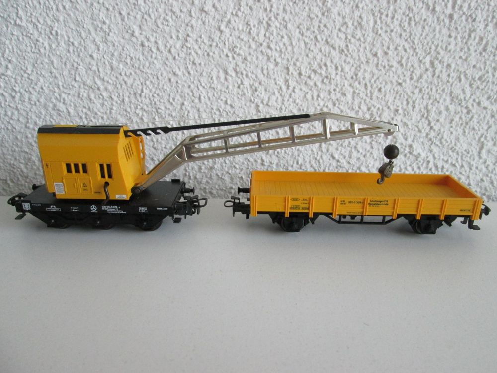 Märklin 4671 + 4471 Güterwagen Gleisbau Kranw. Niederbordw. (Neu ...
