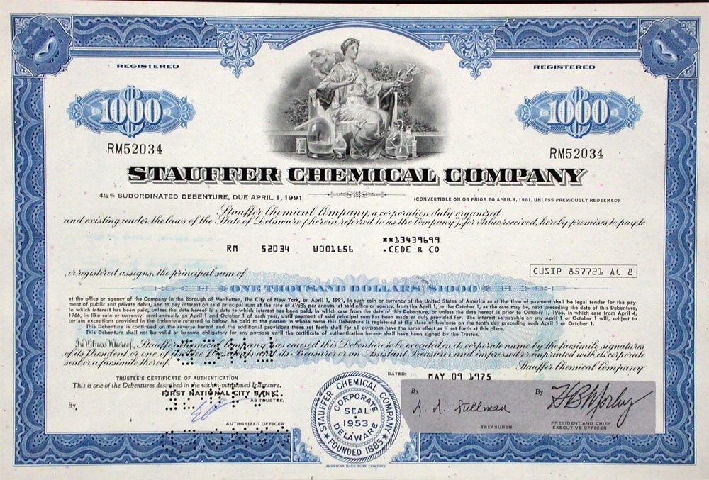 4,5% Stauffer Chemical Company - 1975 (Gebraucht) in Solothurn für CHF 1 – mit Lieferung auf ...