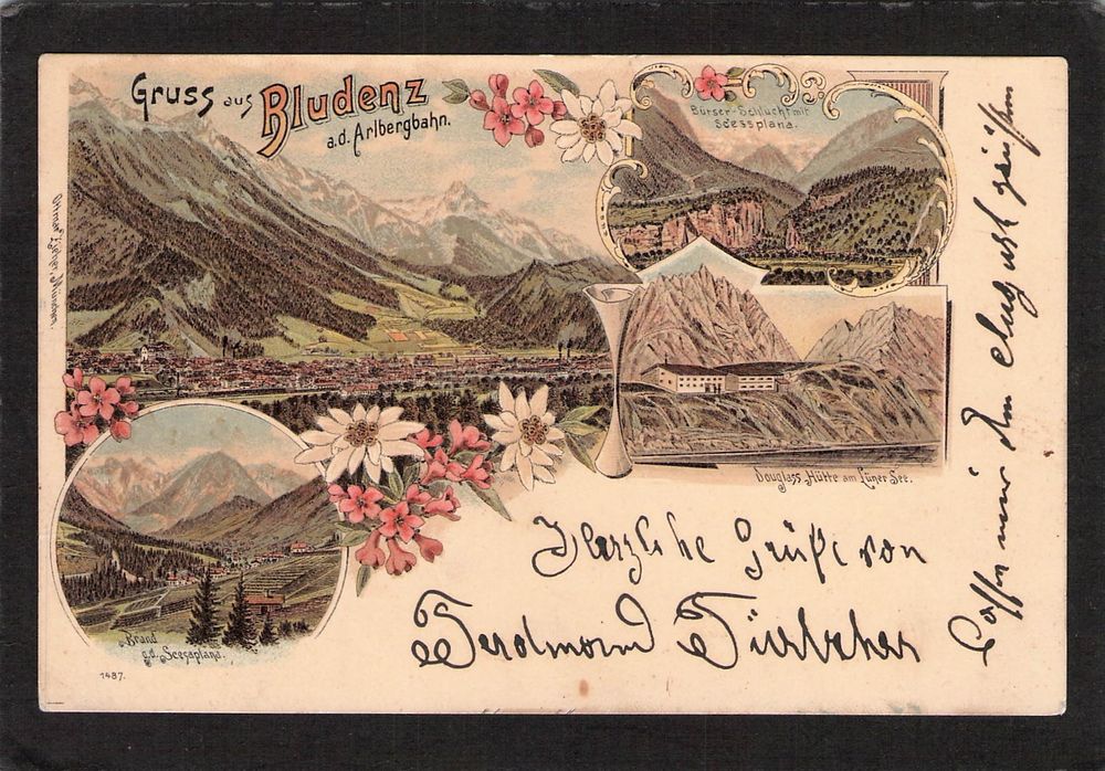 Lithografie Gruss aus Bludenz , 4 Bild , gel. 1902 (Gebraucht) in Reichenburg für CHF 12 – mit ...