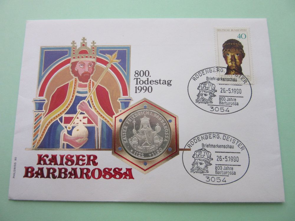 Münzbrief "KAISER BARBAROSSA" (Silber 625 - 10 D-Mark) (Neu (gemäss Beschreibung)) in Degersheim ...