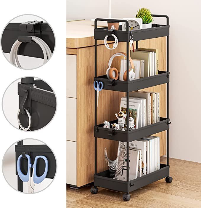 Rollwagen Rollen 4 Ablagen Küchenwagen Servierwagen Schwarz (Neu und ...