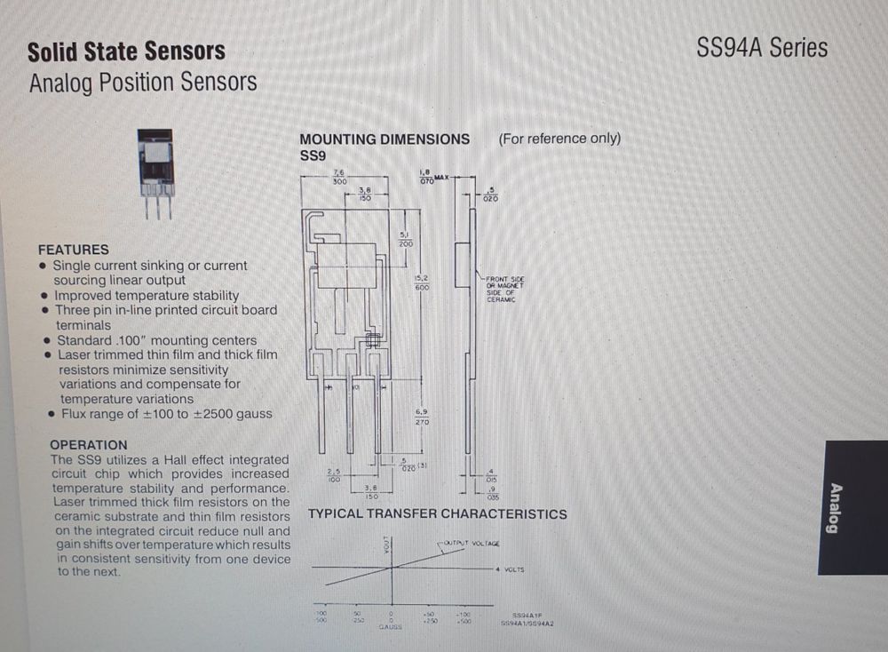 SS94A1E Analog Position Sensor von Honeywell (Neu und originalverpackt ...