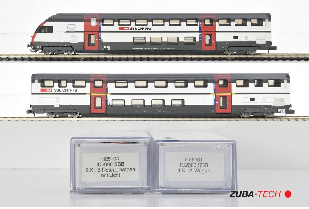 Hobbytrain 2x IC 2000 Doppelstockwagen SBB Spur N mit OVP (Gebraucht ...
