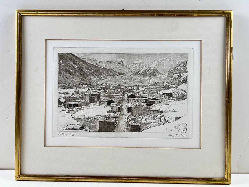 Alte Stadtszene Radierung Handsigniert. | Kaufen auf Ricardo