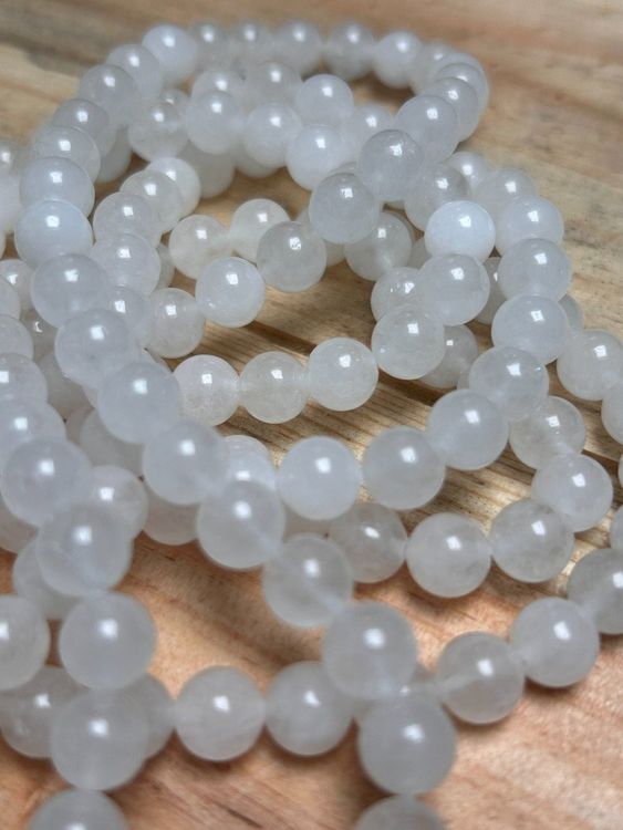 Strang echte white Jade Kugeln / stone beads 8mm | Kaufen auf Ricardo