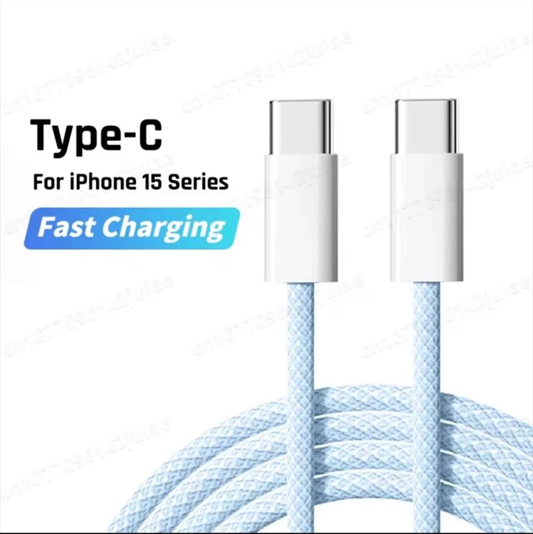 Cable USB-C tressé, couleur bleu - Recharge rapide ⚡️24H📦 (Neuf avec ...