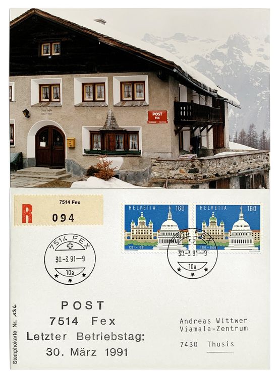 Fex Val Fex Sils Maria Maloja Oberengadin Letzttag Post PTT (Neu ...