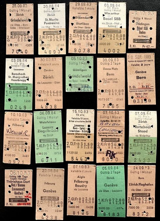 20 Top Billette, SBB, Tickets Edmondsche Kartonbillette (Gebraucht) in ...