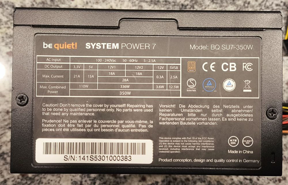 🔥be quiet! SYSTEM POWER 7, 350 Watt, ATX Netzteil🔥 (Gebraucht) in Höri ...