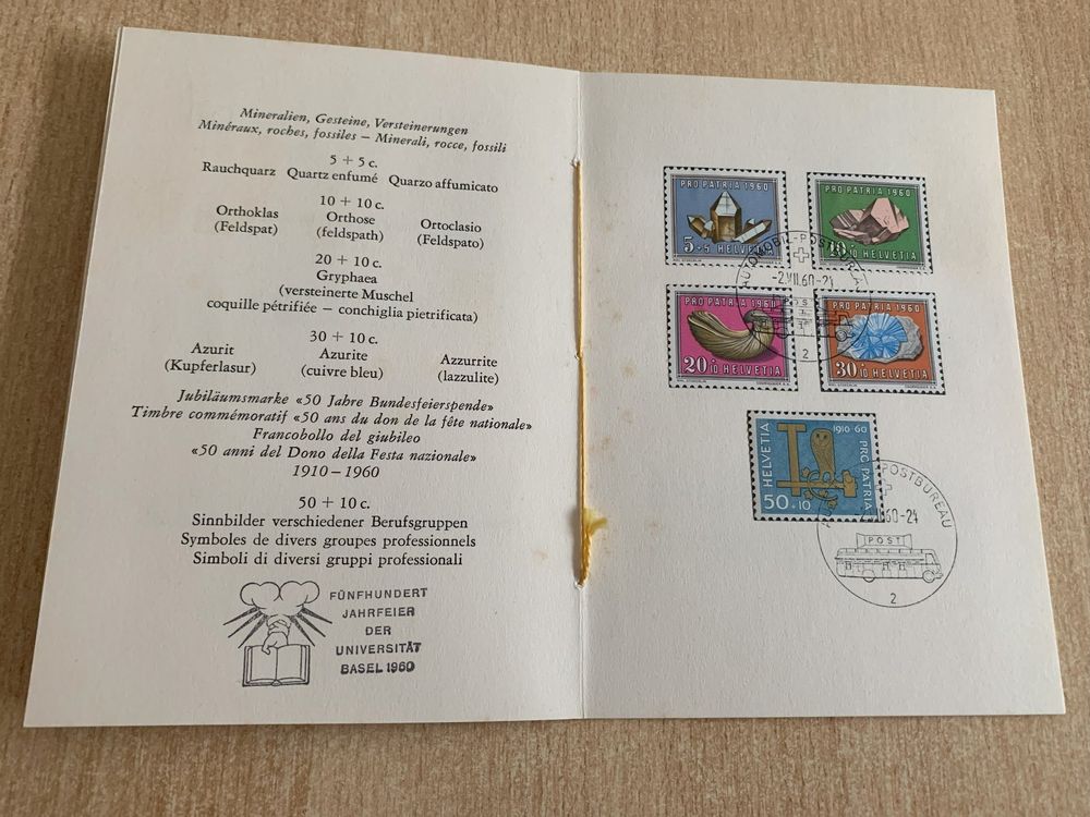 Heft mit 5 Pro Patria Briefmarken 1960 (Gebraucht) in Reinach BL für ...