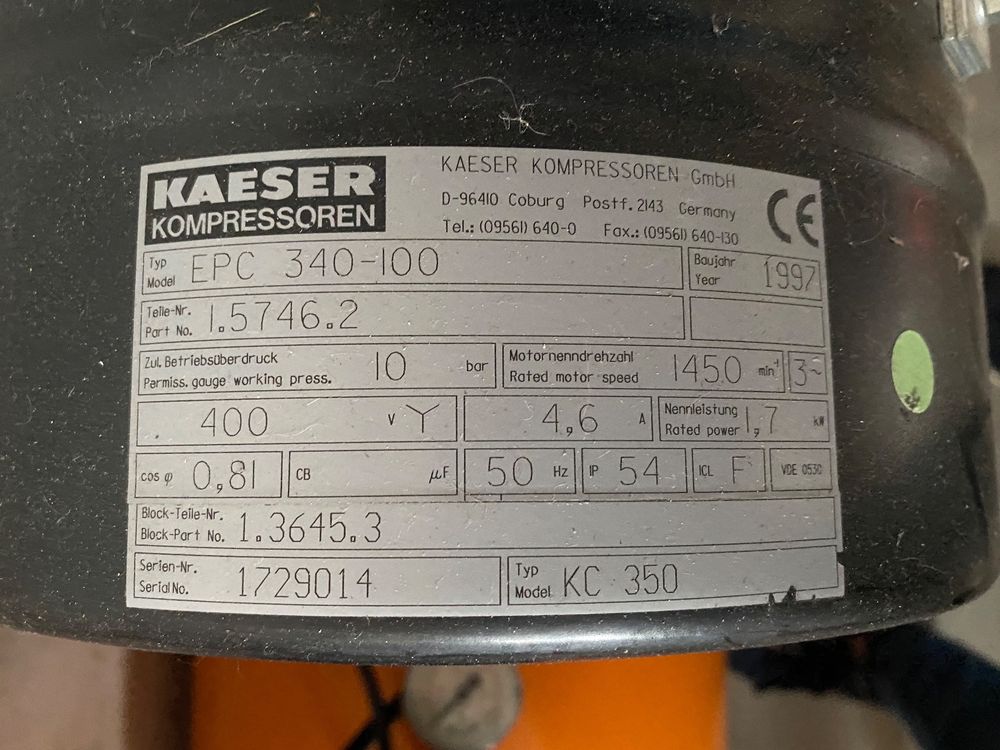 Kaeser Kompressor EPC 340-100 (Gebraucht) in Menziken für CHF 400 – nur ...