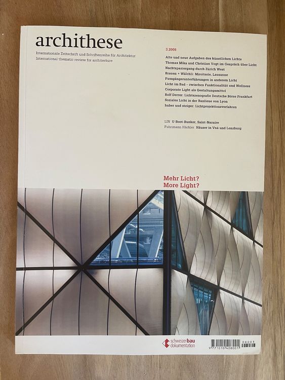 Architekturzeitschrift: Archithese „Mehr Licht?“ | Kaufen auf Ricardo