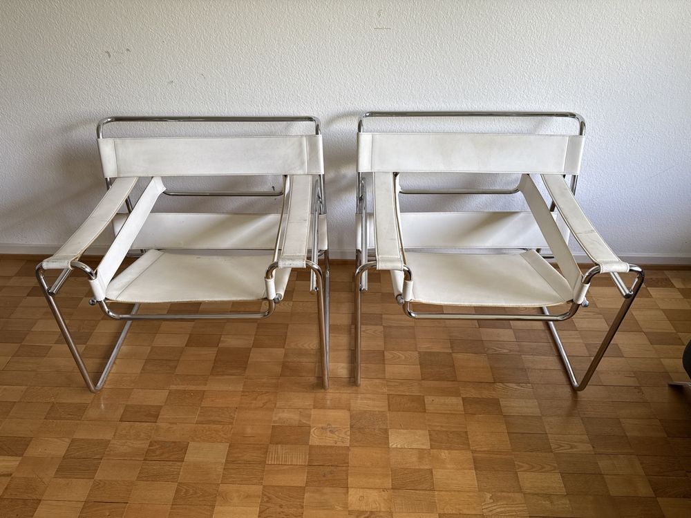 Marcel Breuer Wassily Chair (Copie)Leder weiss, Top Zustan (Gebraucht ...