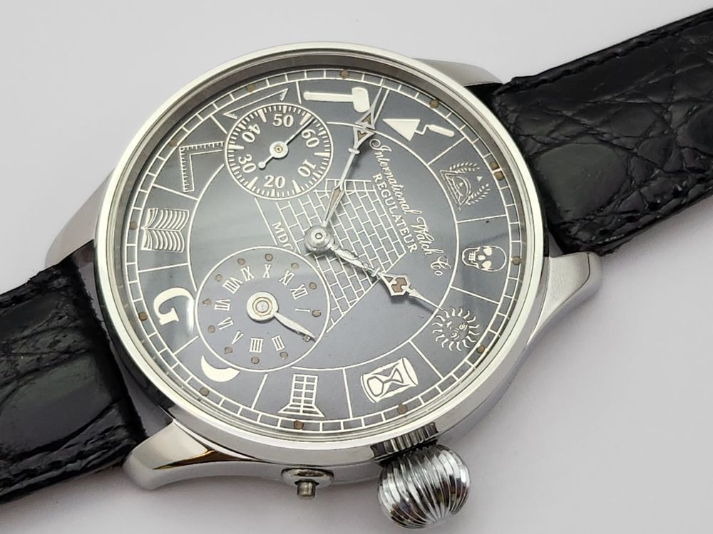 IWC Mariage Herrenuhr Freimaurer Two Time Handaufzug Unikat! (Gebraucht ...