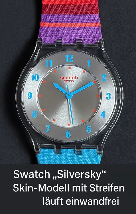 Swatch SFK240 Silversky – Skin Modell, läuft einwandfrei (Gebraucht) in ...