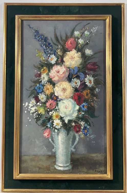 Grosses Stillleben Gemälde mit Blumen in Vase Signiert | Kaufen auf Ricardo